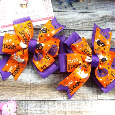 1.5 Meters Spooky Ghost Ribbon 2.5cm Wide, Orange With Black, White and ...