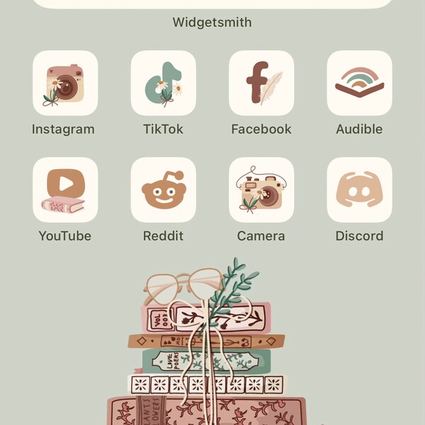 Book Lover App Icons, Bookworm Ios Icons, iPhone Icons for Book Lovers ...