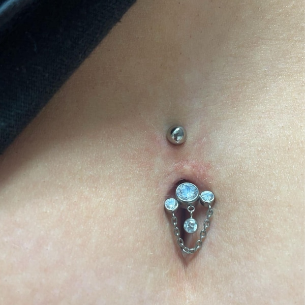 Titanium Threadless With Fixed Disk Floating Navel Bar | Floating ...