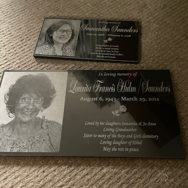 Custom Black Granite Human Memorial Stone With Two Holders, Human ...