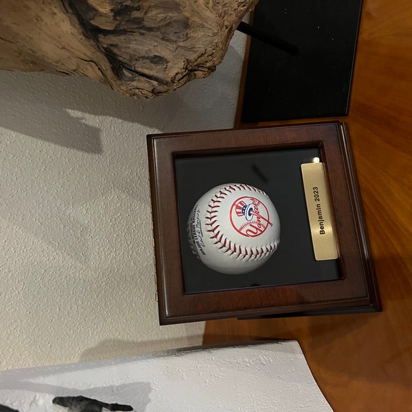 Baseball Display Case Box - Custom Plaque Engraving - Wood With Glass ...