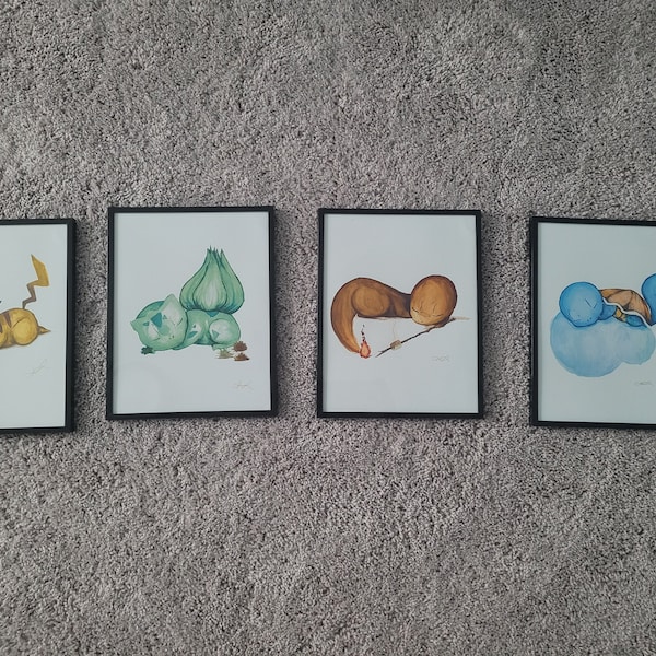 Sleeping Baby Charmander - Anime Pokemon Nursery Watercolor Wall Art ...