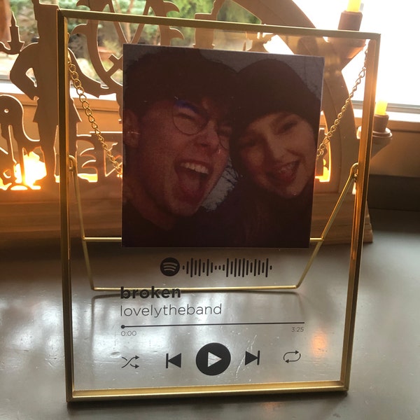 Custom Couple Music Glass Frame, Custom Song Frame Best Friend Song ...