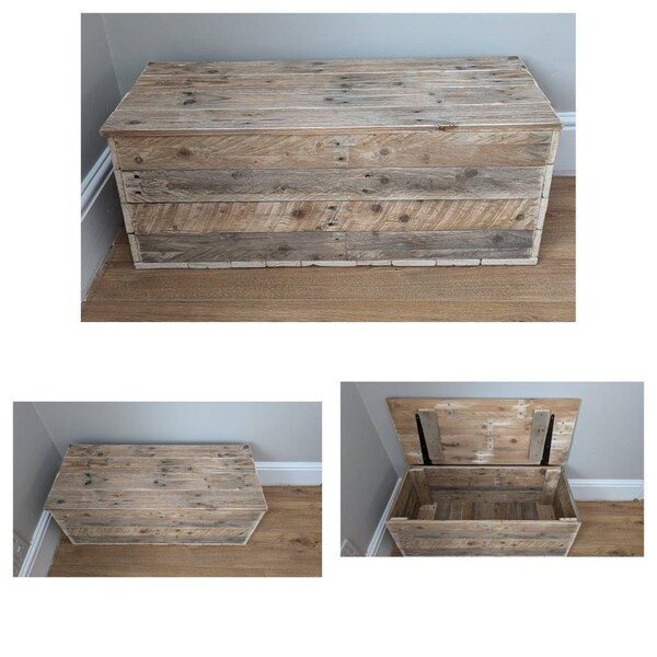 Rustic Wooden Storage Box With Hinged Lid. - Etsy UK