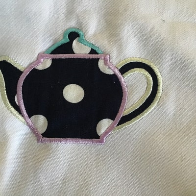 Teapot Applique Embroidery Design. Teapot Embroidery Design. Tea Time ...