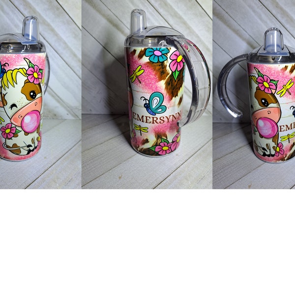 Cow and Pink Glitter 12 Oz Sippy Cup Png, Sippy Cup Designs, Sippy Cup ...