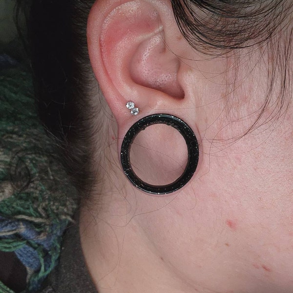 Glitter Black Alien Skinz Soft Silicone Ear Plugs Tunnels Gauges ...