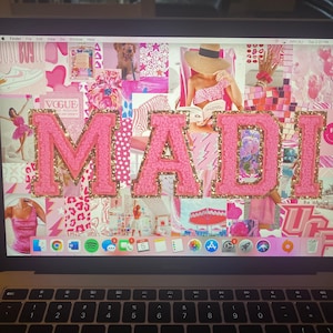 Custom Pink Preppy Monogram Desktop Wallpaper Collage - Etsy