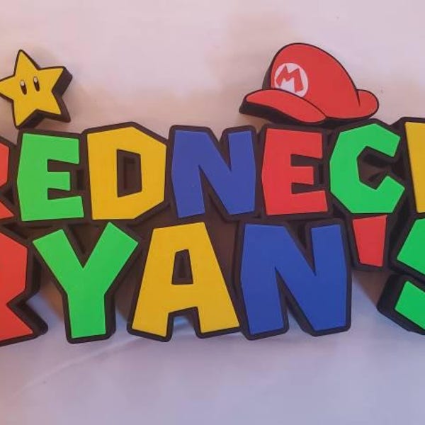 Custom Mario Name Sign Plate for Nursery Kids Room Game Room Mario ...