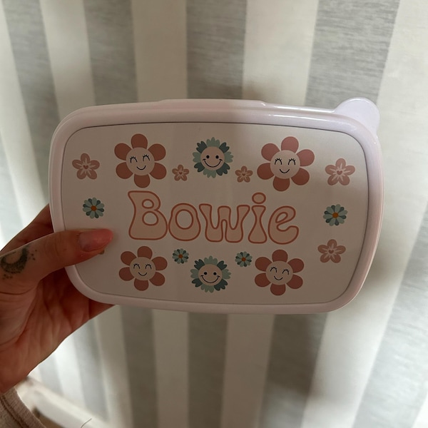 Children's Personalised Rainbow Snack Lunch Box Kid's Rainbow Themed ...