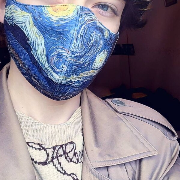 Van Gogh Starry Night Face Mask With Filter Pocket | Adjustable Ear ...