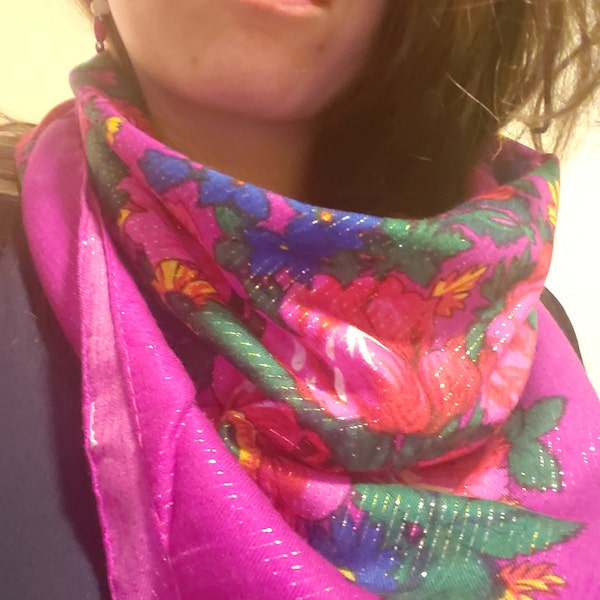 Metallic Floral Scarf | Navajo Flower Scarf |grandma Scarf |saani ...