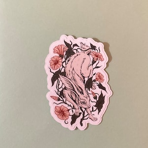 Floral Cute Axolotl Waterproof Sticker, Happy Salamander Sticker ...