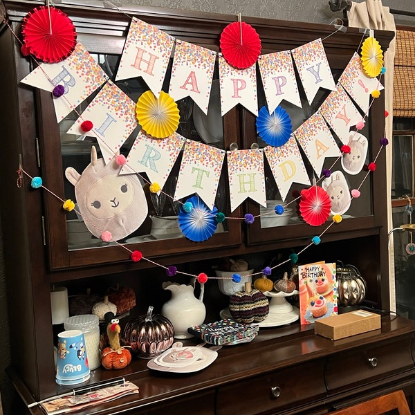 HAPPY BIRTHDAY Banner, Confetti, Banner, Digital, Birthday Banner ...