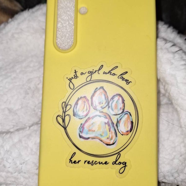 Just A Girl Who Loves Her Rescue Dog Sticker, Quotes Sticker, Dog Lover ...
