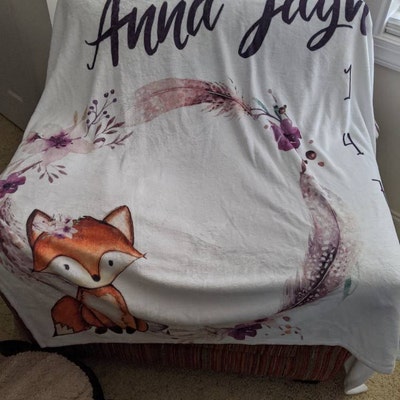 Fox Girl Baby Blanket / Woodland Nursery / Baby Girl Milestone Blanket ...