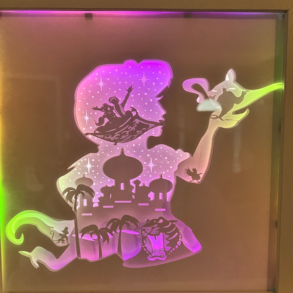 Princess Jasmine Shadow Box: Aladdin Nursery Decor, LED Night Light - Etsy