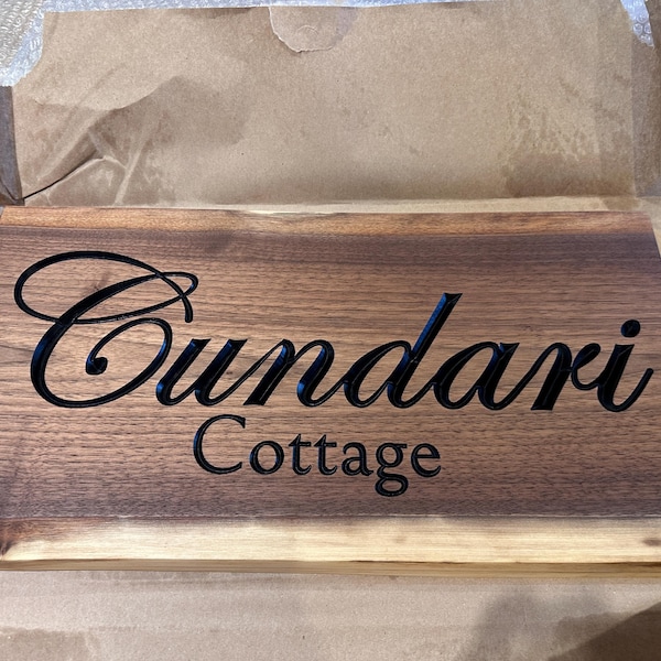 Personalized Walnut Name Sign, Live Edge Rustic Sign, Wood Housewarming ...