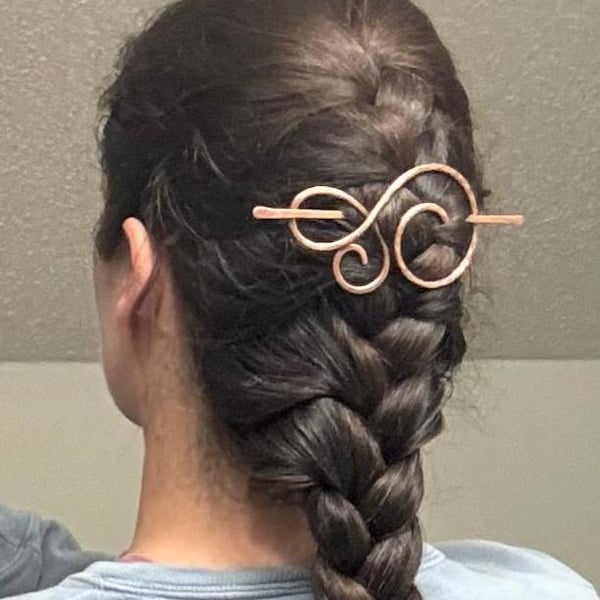 Celtic Spiral Hair Pin in Copper or Brass Barrette Hair Holder - Thin ...