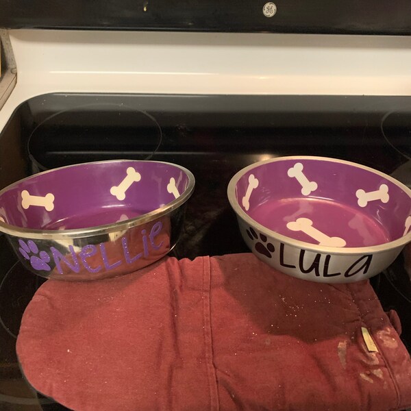 Personalized Dog Bowl Decal // Personalized Cat Bowl Decal // Dog Name ...