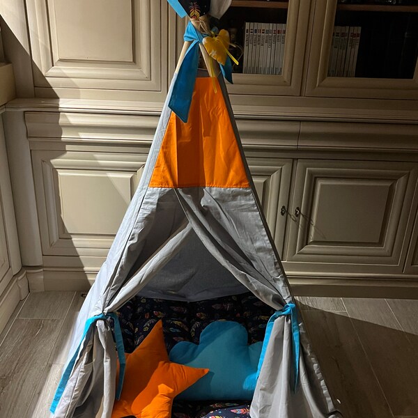 Teepee for Kids Customized From Cotton Plain Gray, Teepee Tent for ...