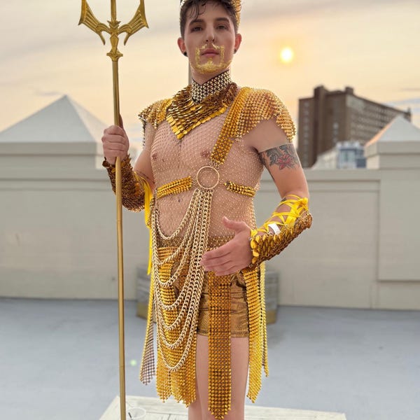Gold Rhinestone Men's Body Chain Chest Harness: Gay Pride Clubwear - Etsy