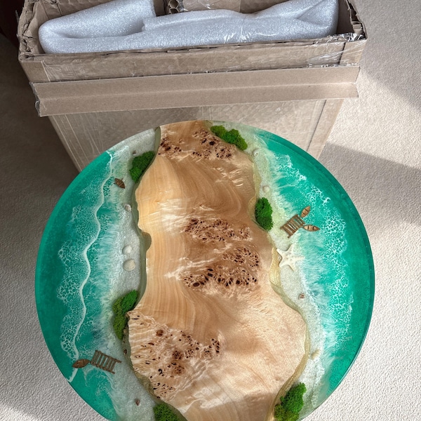 Scandinavian Coffee Table, Round Wood Coffee Table, Moss Table, River ...