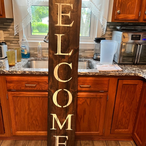 6 Foot Tall WELCOME SIGN, Welcome Sign for Front Door, Vertical Wood ...