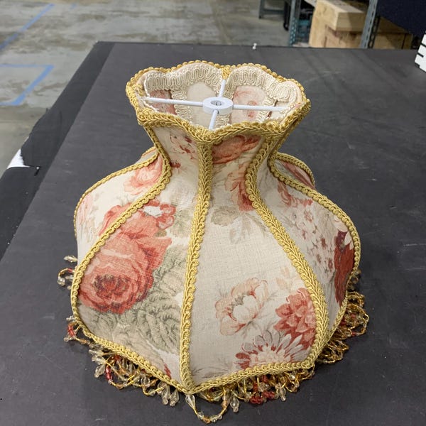 Victorian French Medium Tulip Lamp Shade "pink" Pearls Fringe and 6 ...