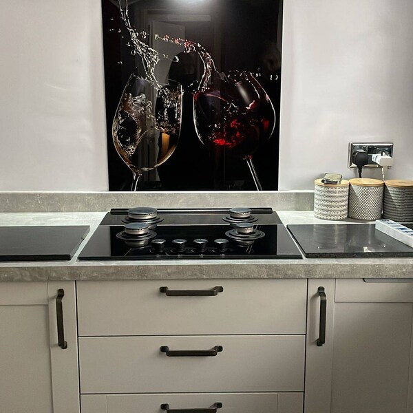 Kitchen Glass Splashback Toughened Tile Cooker Panel Any Size Two Wine ...