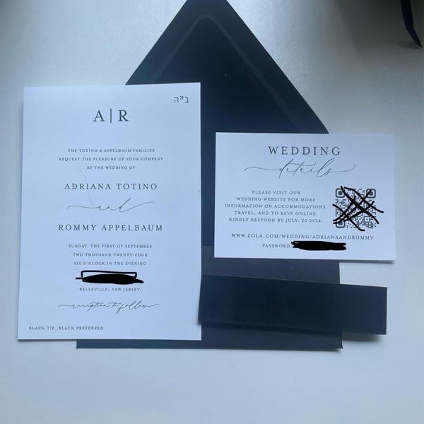 Black and White Wedding Invitation Line Flower Simple Wedding Classic ...