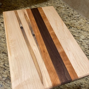 Cherry Hardwood Cutting Board With Maple and Walnut Accents - Etsy