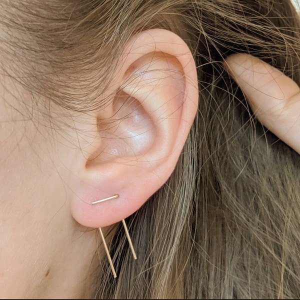 Double Piercing Earrings-threader Earrings-double Lobe Earrings-double ...