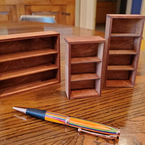Miniature Wooden Bookcase for Dollhouses, 1:12 Scale, Miniature Book ...