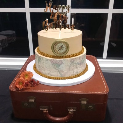 Vintage World Map Edible Cake Wrap or Pinwheel and Congrats Cake ...