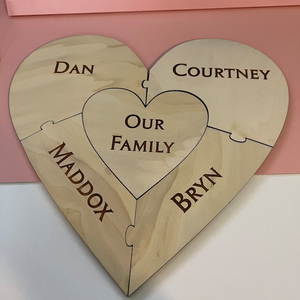Custom Family Wooden Heart Puzzle - Family Unity Puzzle - Pregnancy ...