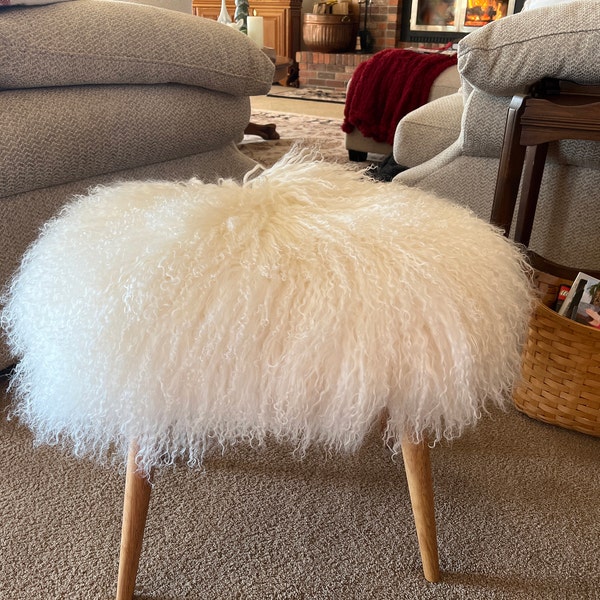 Mongolian Lamb Stool Ottoman - Etsy
