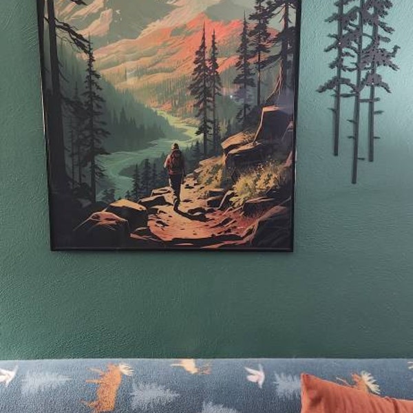 Vintage Campfire Forest Wall Art Nature Poster Print Retro Style ...