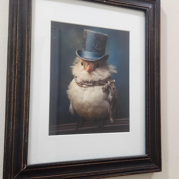 Gentleman Bird Vintage Portrait | Antique Winter Bird Painting, Dark ...