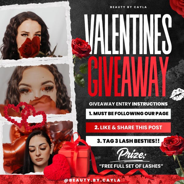 February Raffle Giveaway Flyer, Valentine’s Day Raffle Flyer ...