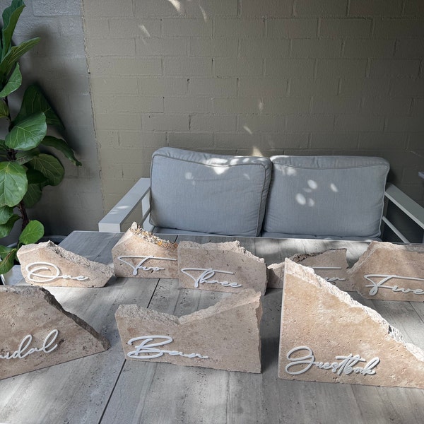 Travertine Stone Table Number Wording | Table Number Wording Only ...