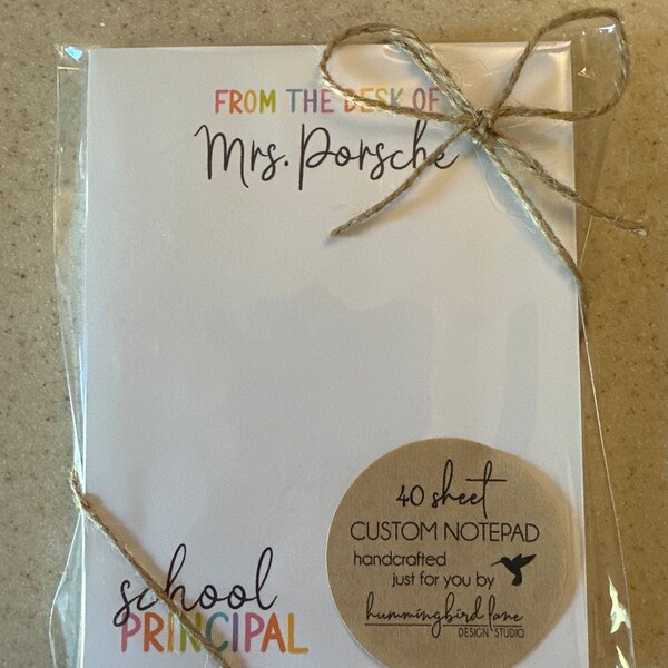 School Principal Notepad, Personalized School Principal Notepad ...