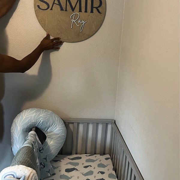 Nursery Name Sign, Above Crib Sign, Round Name Sign, Custom Name Sign ...