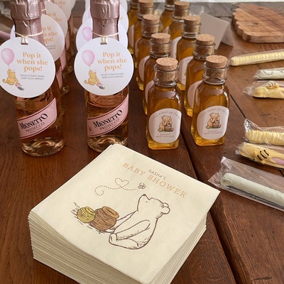 Little Hunny on the Way Arch Labels Baby Shower Favor Honey Bear 2 Inch ...