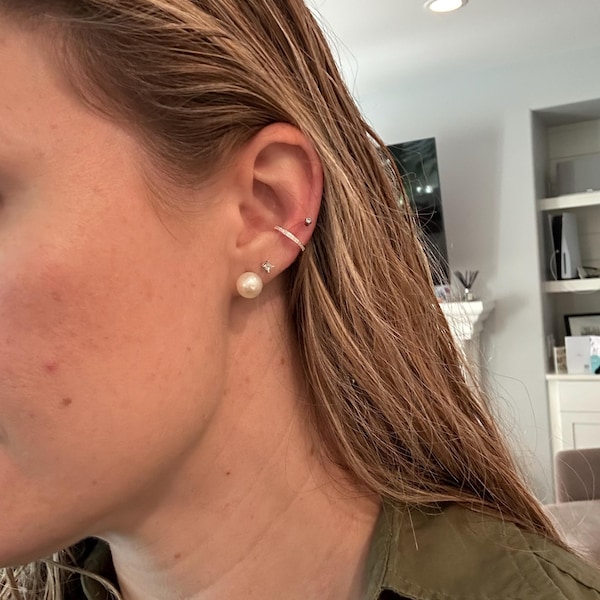 Dainty Pave Thin Ear Cuff Earring • No Piercing Required • Gold Vermeil or Sterling Silver - Etsy