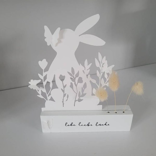 Plotterdatei SVG, DXF, PNG Hase in Blumen aus Papier zum selber basteln. Mit Schmetterlingen zum ...