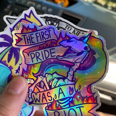 Rainbow Riot holo Sticker - Etsy