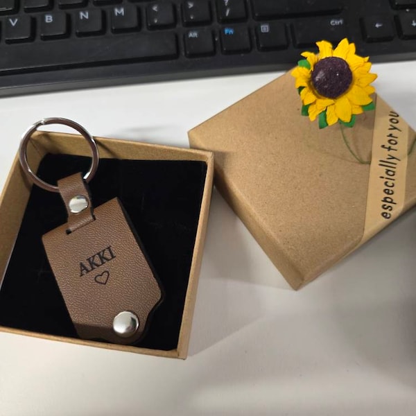 Personalized Mens Leather Keychain With Photo,metal Tag Photo Keychain ...