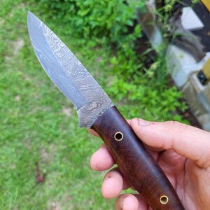 Damascus Kabar Knife With Sheath Custom Handmade Damascus Bowie Knife ...