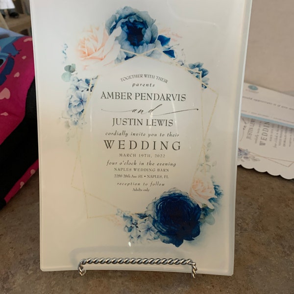 Personalized Glass Wedding Invitation Tray ~ Custom Photo Keepsake Gift ...